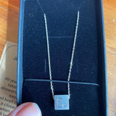 Personalized Initial Square Necklace Custom Geometric Initial - Etsy