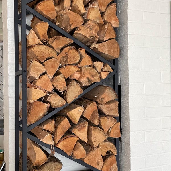 Metal Firewood Rack, Uniquely Designed Fireplace Decor, Log Storage ...