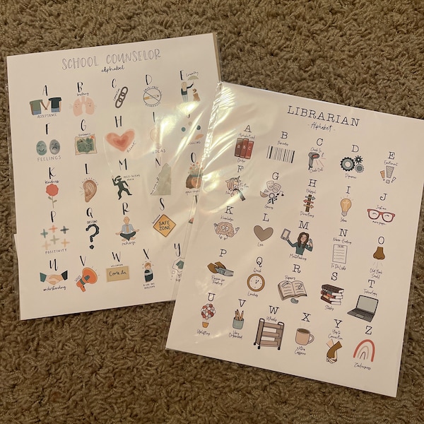 Librarian Alphabet Print Librarian Appreciation Gift Classroom Wall ...