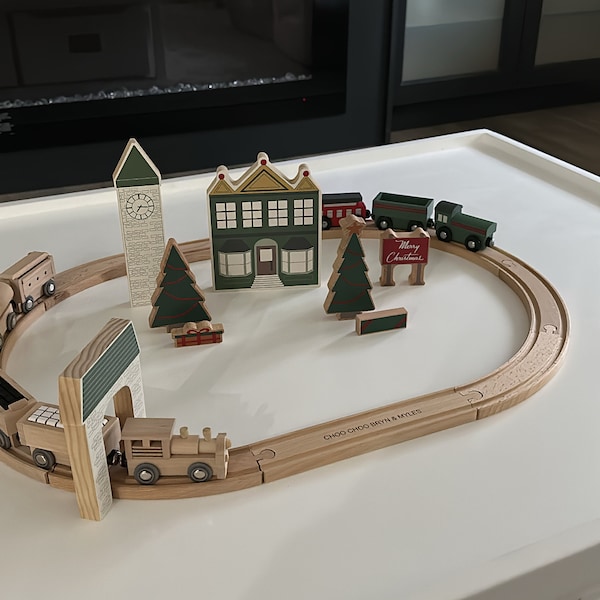 Personalised Wooden Train Set and Oval Track - Etsy Canada