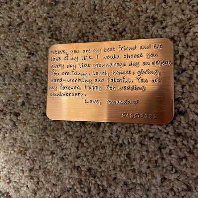 Personalized Birthday Gift Copper Wallet Card Hand Stamped Pocket ...