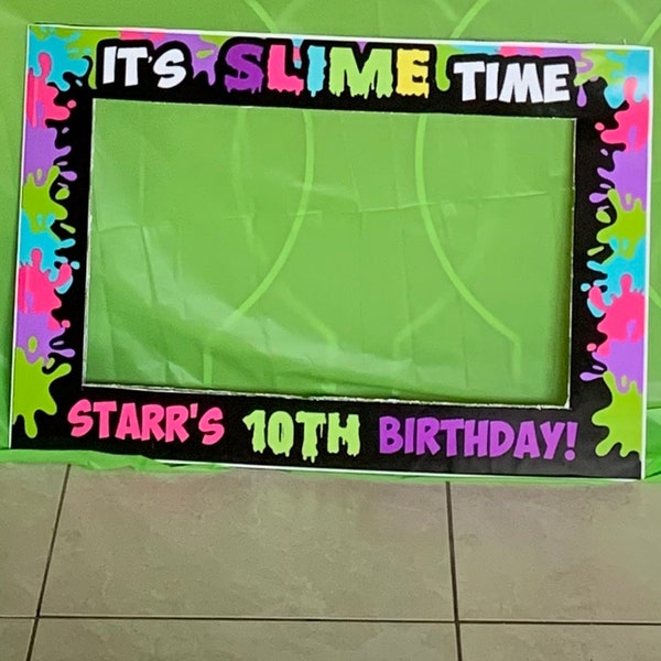 Slime Photo Booth Frame - PRINTED & SHIPPED - Slime Neon Glow Party ...