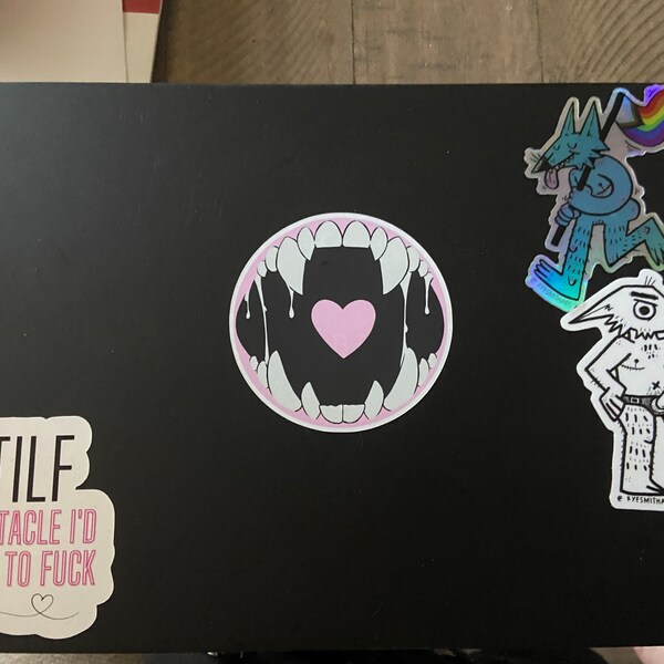 Monsterlover Maw Round Sticker PINK furry Monsterfucker Decal Kinky ...