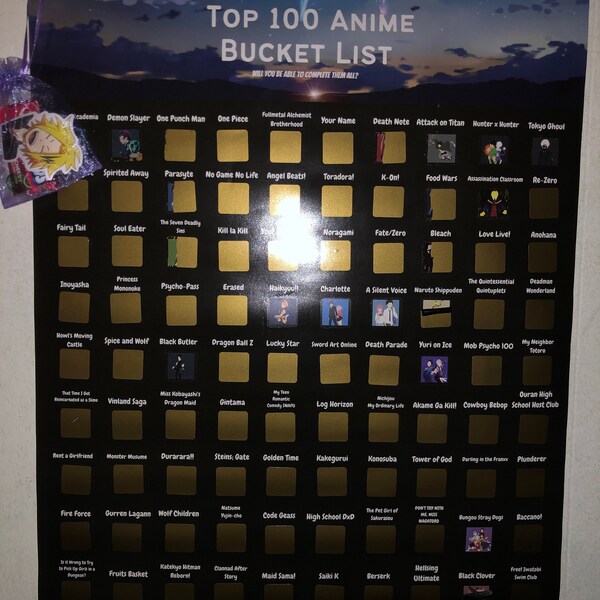 Top 100 Scratch off Anime Bucket List Poster - Etsy