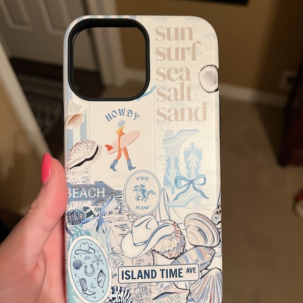 Coconut Girl Collage Aesthetic Phone Case, Ocean Beach Inspired, Summer Beachy Surfer Girl Case ...