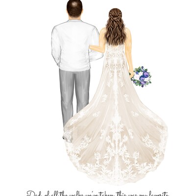 Personalized Bride and Dad Portrait Art DIGITAL Father of the Bride ...