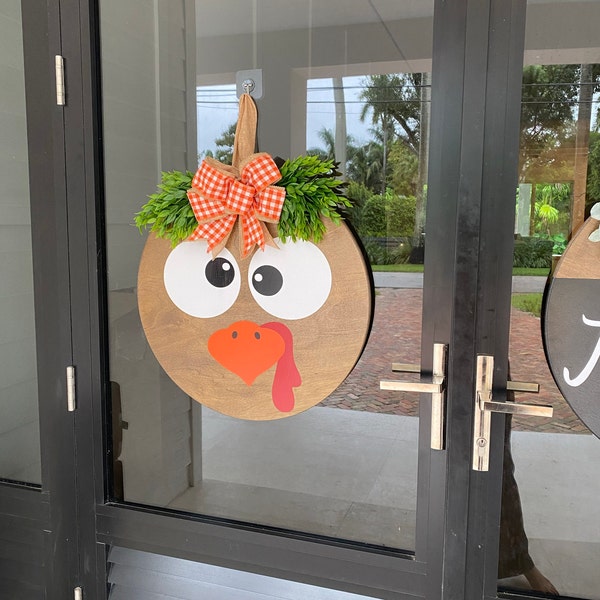 Thanksgiving Front Door Decor Gobble Turkey Front Door Wreath ...