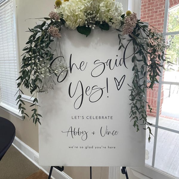 PRINTED + SHIPPED Engagement Party Sign, She Said Yes Sign, Modern ...