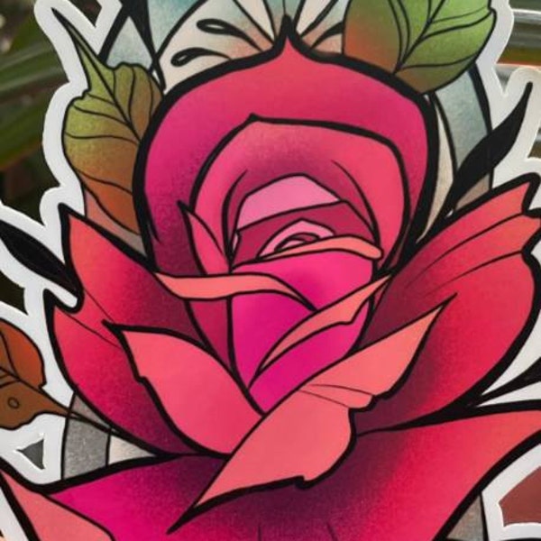 Traditional Rose Tattoo Sticker Decal - Etsy