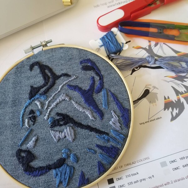 Wolf Hand Embroidery Pattern - PDF - Instant Download - Etsy
