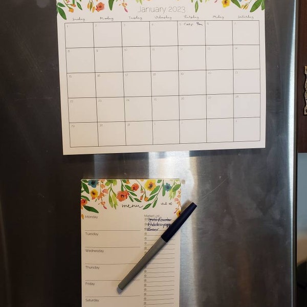 Weekly Meal Planner Notepad | Floral Menu Planner Notepad With Grocery ...