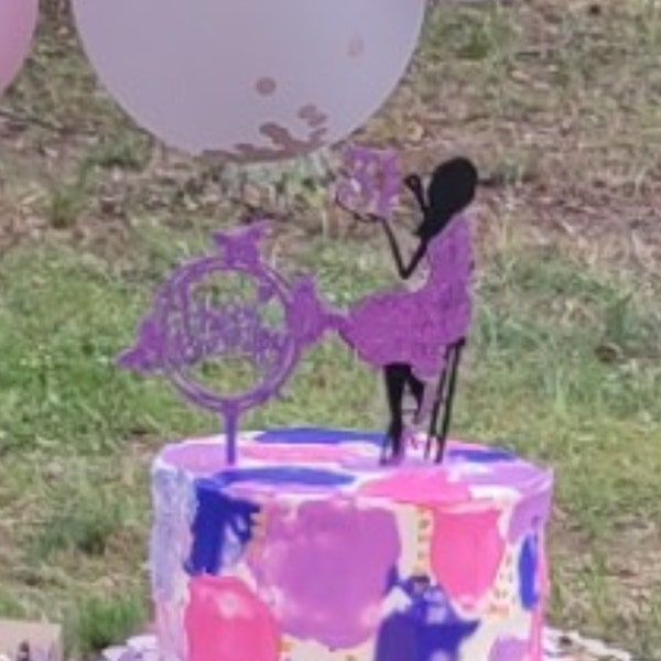 Singer Girl Topper With Microphone Topper Girl With Treble Clef Topper ...