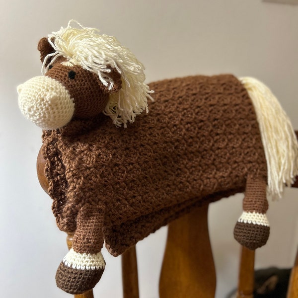 3in1 Farm Horse Baby Blanket Crochet Pattern | Pram Blanket Baby Gift ...