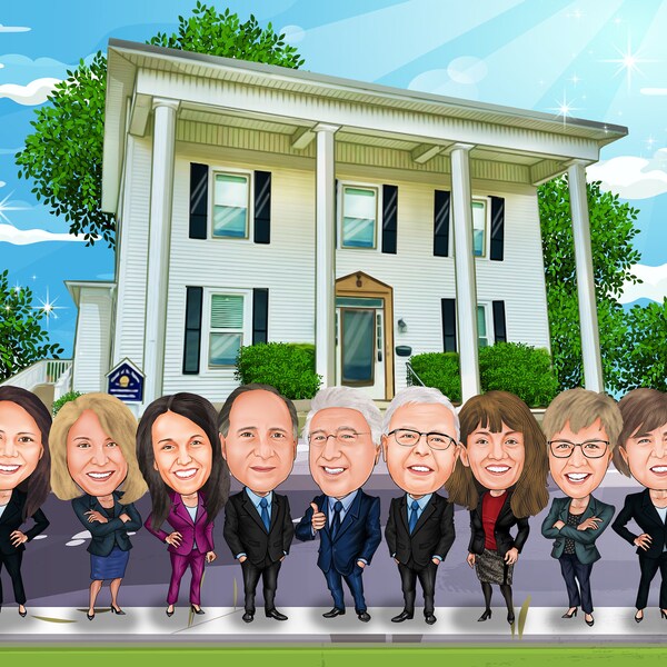 Custom Group Caricature, Group Portrait, Caricature From Photo, Group ...