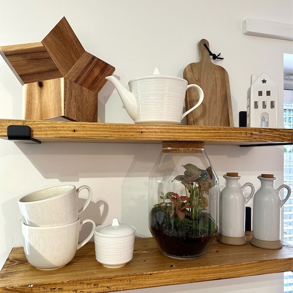 Rustic Shelf Handmade From Solid Wood 22cm Deep, 3cm Thick Wooden Wall ...