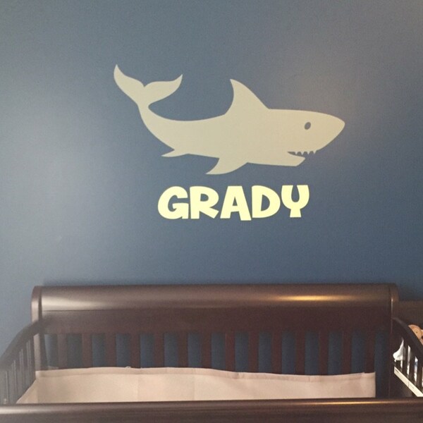 SHARK Wall Decal - Shark Decal - Boys Room Decal - Custom Name Decal ...
