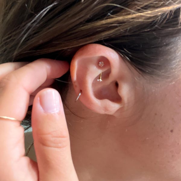 16G Diamond Rook Piercing • Titanium Curved Barbell - Etsy