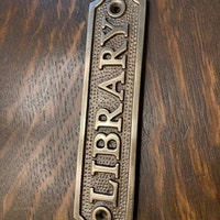 Library Door Sign Made From Solid Brass With a Choice of Finish. Brass ...