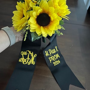 Preppy Monogrammed Homecoming or Prom Bouquet Ribbon/personalized ...