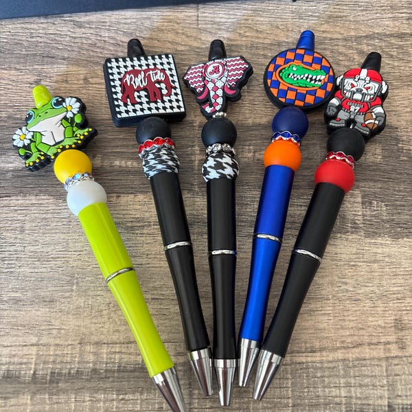 5 Pack Blue 15mm Pattern/printed Beads Beaded Pens, Beaded Bracelets ...