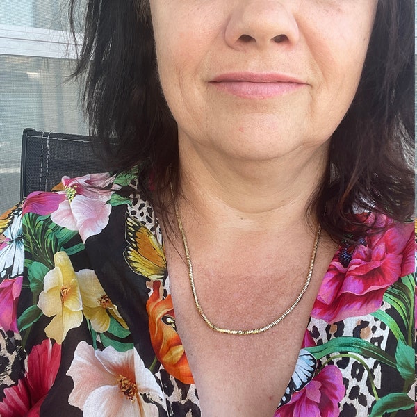 3mm Round Snake Chain Necklace 14k Solid Yellow Gold Round Snake Chain ...