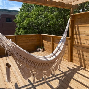 Tricolor Sitting Hammock, Hanging Chair With Simple Fringe. - Etsy