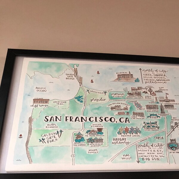 5x7 Custom Hand Painted Watercolor Illustrated Map for a Wedding ...