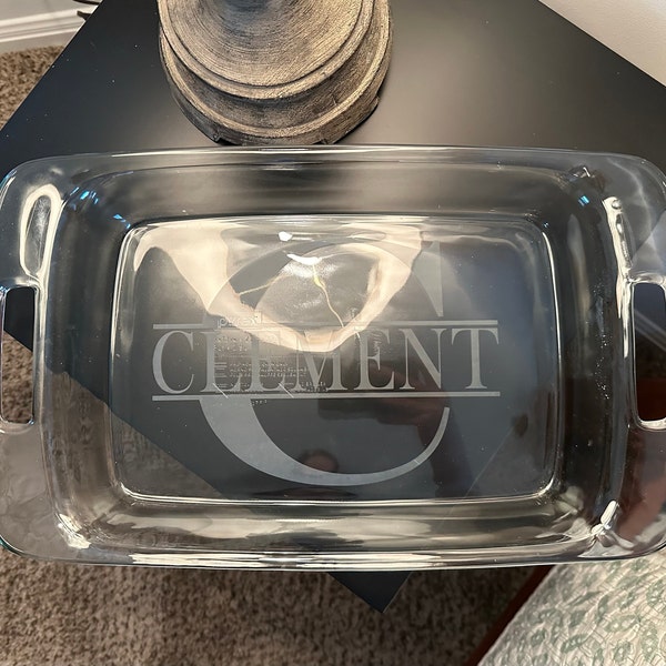 Personalized Etched Pyrex Baking Casserole Dish - Wedding Bridal Shower ...