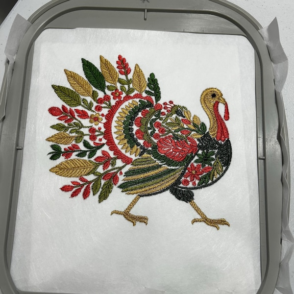 Floral Turkey Embroidery Design, Machine Embroidery Thanksgiving Turkey ...