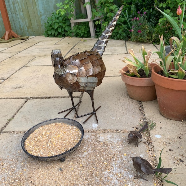 Metal Pheasant Garden Ornament Sculpture Art - Handmade Recycled Metal ...