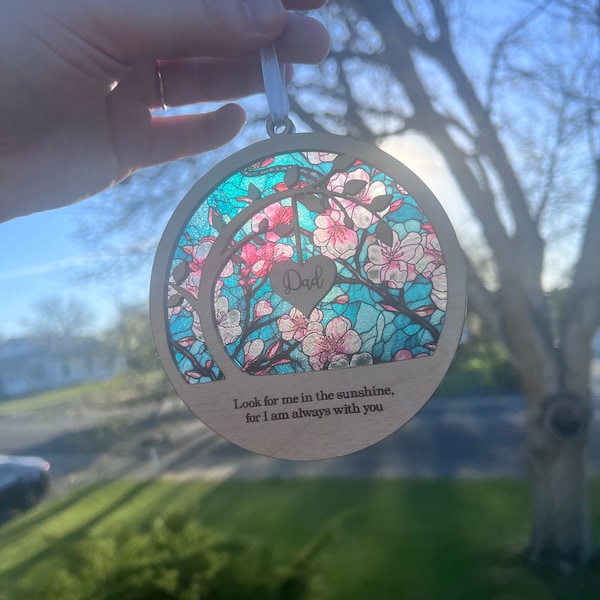 Sun Catcher Sympathy Gift, Poem Card Memorial Suncatcher, Sympathy Gift ...