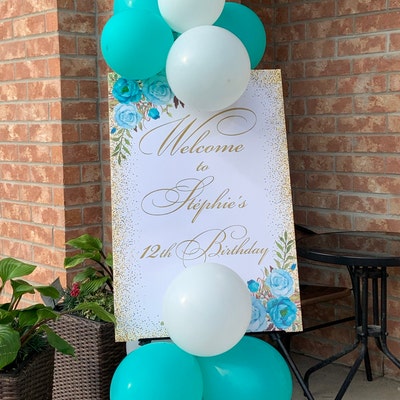 Teal Wedding Welcome Sign, Teal and Gold Wedding Welcome Sign, Welcome ...