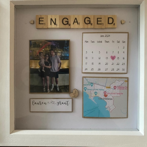 Gift for Engagement, Engaged Gift, Engagement Frame Handmade ...