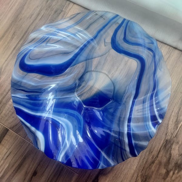Handcrafted Coastal Pebble Dish: Sparkling Glass Art for Unique Home ...