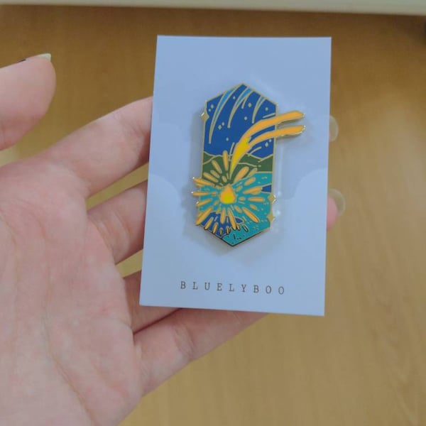 Meteor Pin - Celestial Scene Anime Gold Comet Star Flame Castle Space ...