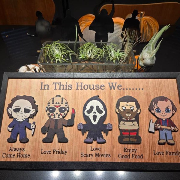 Welcome to Our Nightmare Sign, Halloween Horror Movie Characters Door ...