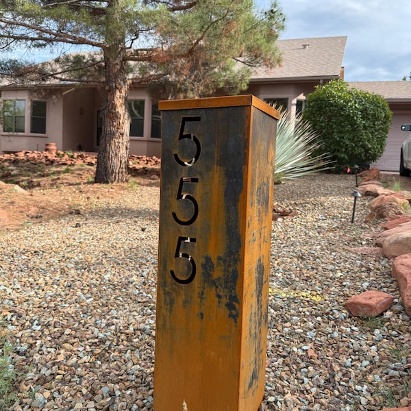 Metal Address Column | House Numbers Steel Column | Address Numbers ...