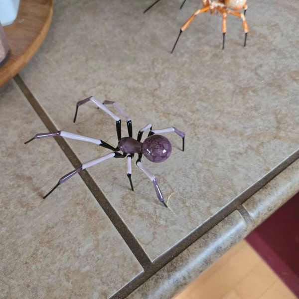 Glass Figurine Jumping Spider, Glass Brown Spider, Handblown Glass ...