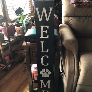WELCOME SIGN With Pet's Paw, WELCOME Sign, Front Door Sign, Pet Sign ...