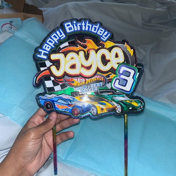 Fast Cars Cake Topper, Party Decorations, Racing Birthday Theme, Custom ...