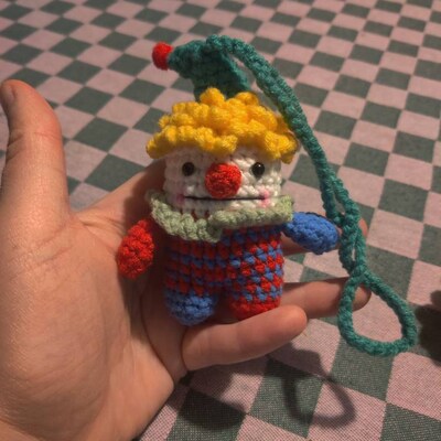 Colorful Clown Keychain Cute Clown Keychain Crochet Clown - Etsy