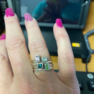 Stackable Gold Rings Gold Stack Ring Set 2 Birthstone | Etsy