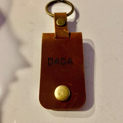 Personalized Photo Metal Tag Leather Keychain Engraved Leather Cover ...