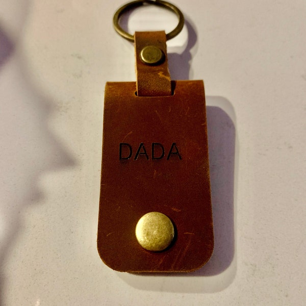 Personalized Photo Metal Tag Leather Keychain - Engraved Leather Cover ...
