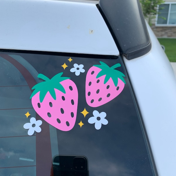 Strawberry Vinyl Decal | Strawberry Car Decal | Strawberry Daisy Decal ...
