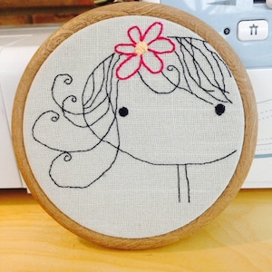 GIRL WITH FLOWER | Pdf Hand Embroidery Pattern Clementine - Etsy