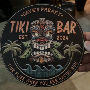Personalized Tiki Lounge Wooden Sign, Round Wooden Signs, Tiki Bar ...