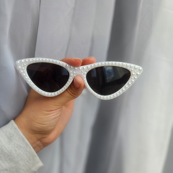 Bride Sunglasses, Pearl Cat Eye Sunglasses, Cat Eye Shaped Bride ...
