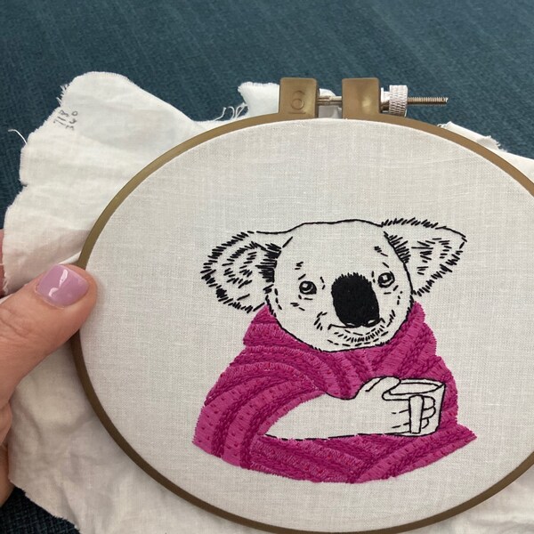 Cozy Koala Embroidery Pattern - PDF Digital Download. Hand Embroidery ...