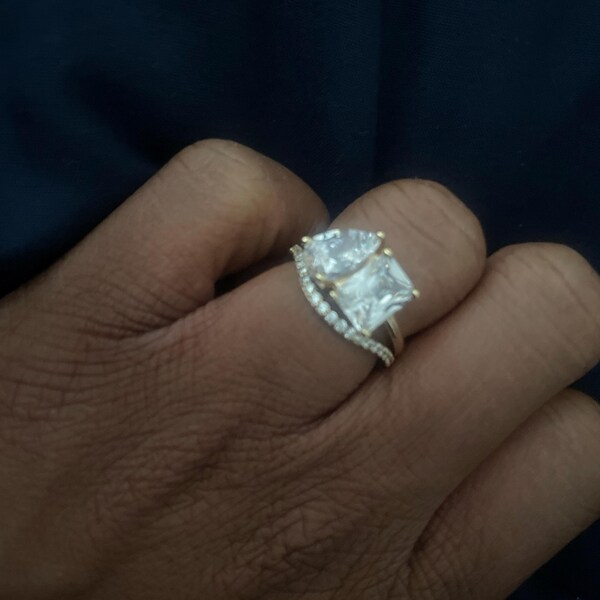 Toi Et Moi Ring and Matching Band Set, Promise Ring, Engagement Ring ...